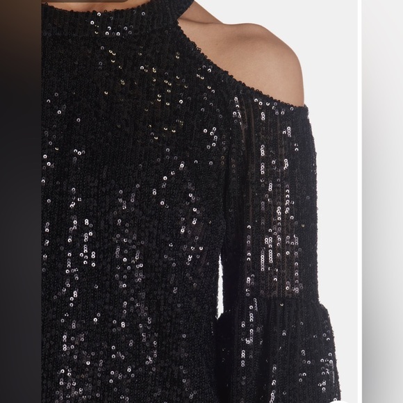CeCe | Tops | Nwt Cece Cold Shoulder Sequin Blouse Size Xs | Poshmark